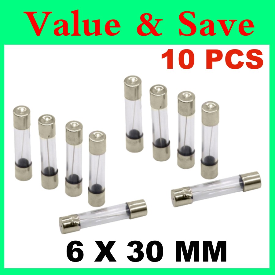 Glass Fuse Fius Kaca 5A 10A 15A 20A 25A 30A Glass Tube Fuse 12V 6mm x 30mm 12V Car Glass Fuse ...