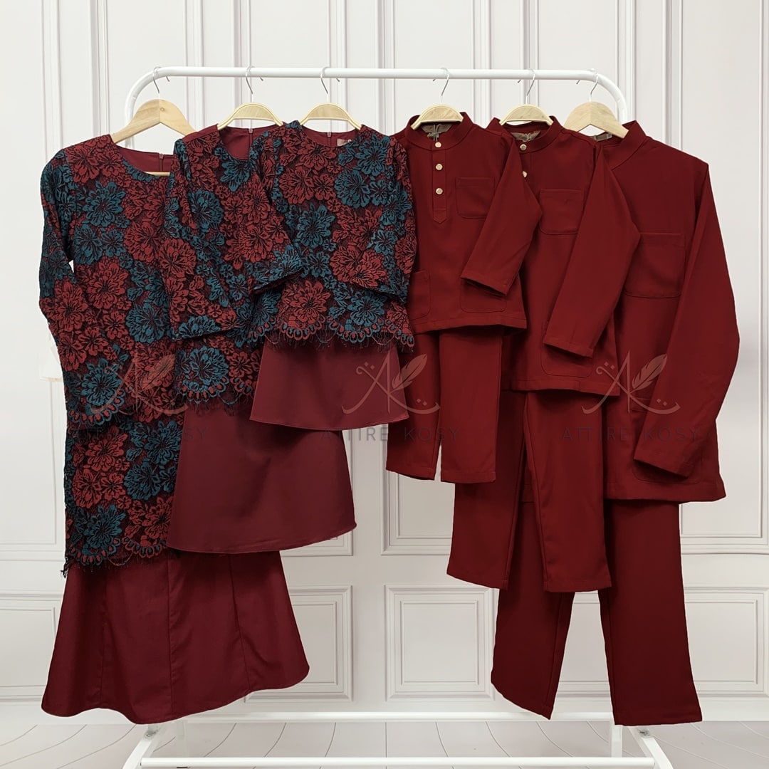 🌹BAJU KURUNG BUDAK TEMA MAROON🌹 Baju Kurung Lace Kanak-kanak Perempuan ...