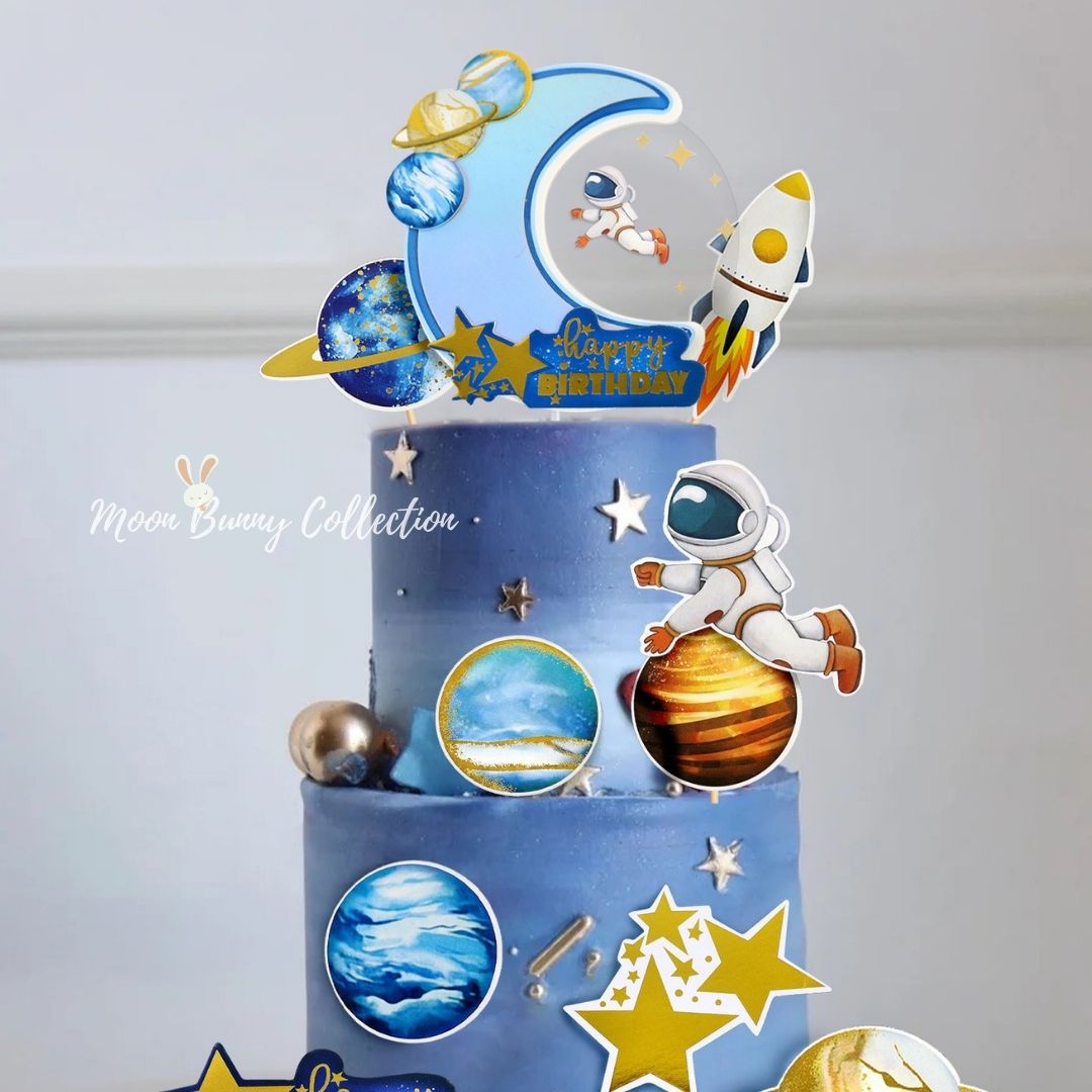 Astronaut Cake Topper Combo Set Planet Spaceman Rocket Moon Decoration ...