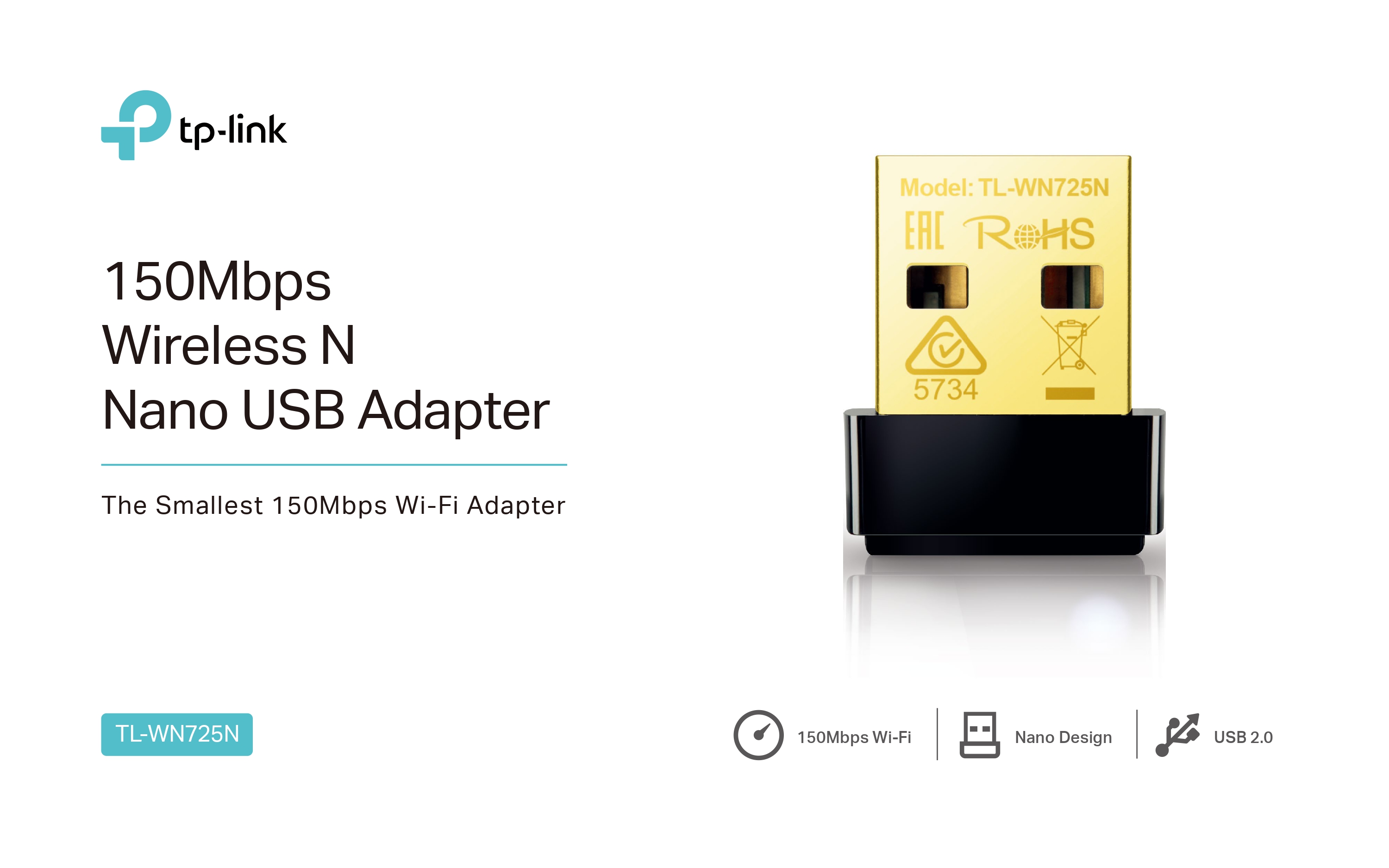 TP-LINK Tplink 150Mbps Wireless Wifi N Nano USB Adapter 2.4GHz USB 2.0 ...