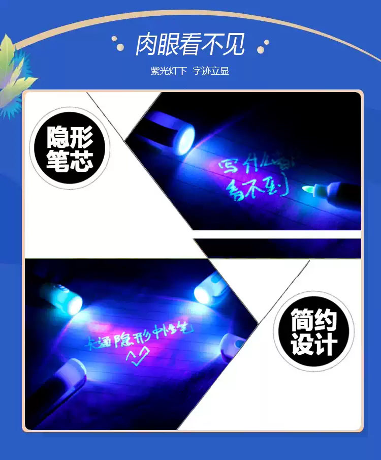 Invisible Ink Spy Pen with UV Light Blacklight Pens Write On Any ...