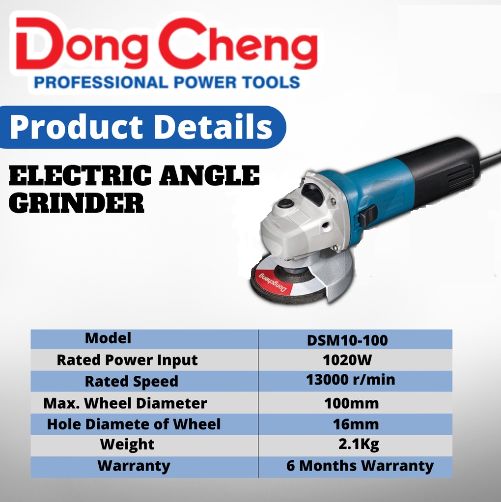 Dongcheng DSM10-100 1020W 4" Electric Angle Grinder Cutting Grinding ...