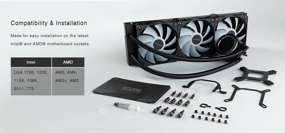 TECWARE Eclipse ARGB LCD 240mm/360mm AIO All In One CPU Liquid Cooler ...