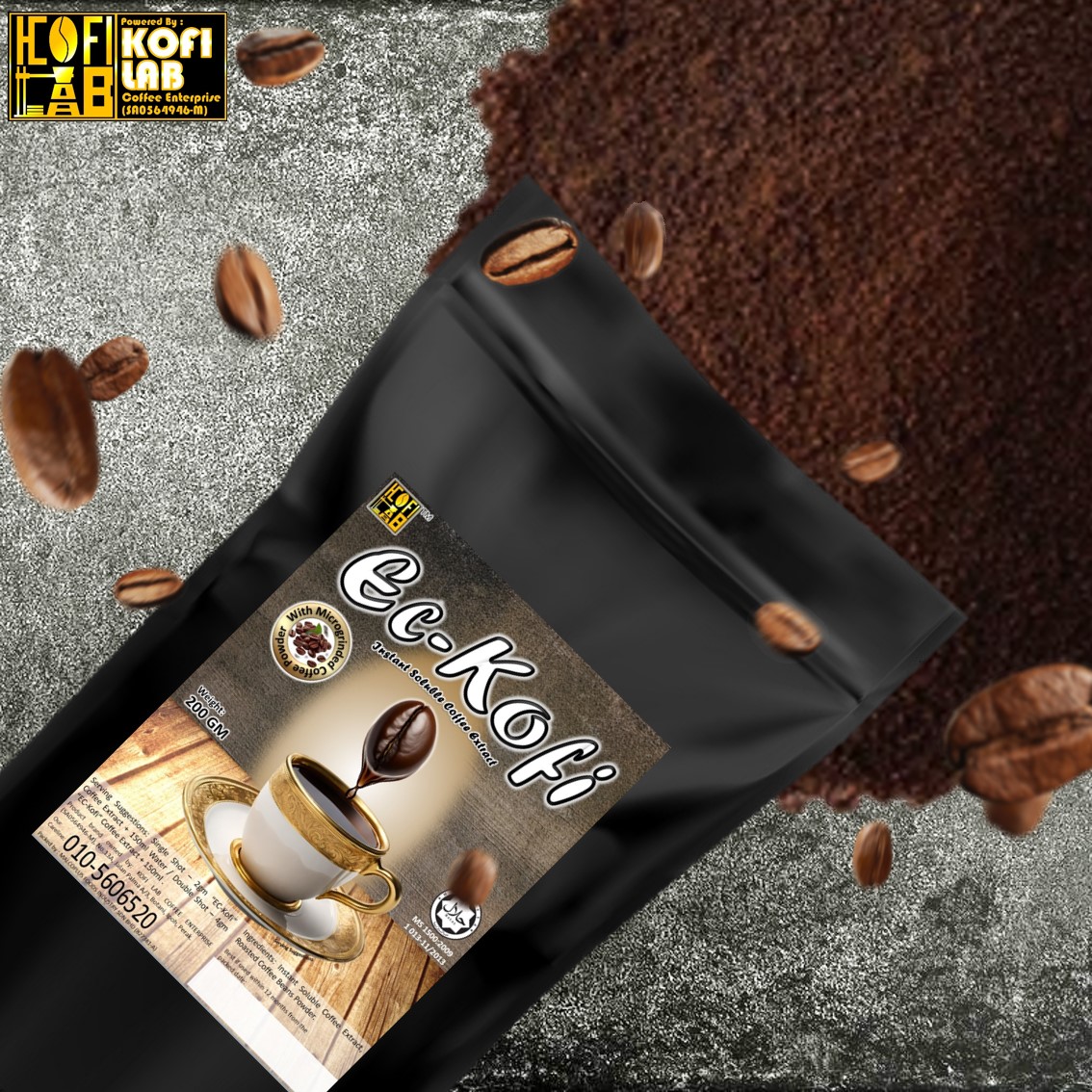 EC KOFI | Instant Coffee Extract | HALAL | Contain Microgrinded Roasted ...