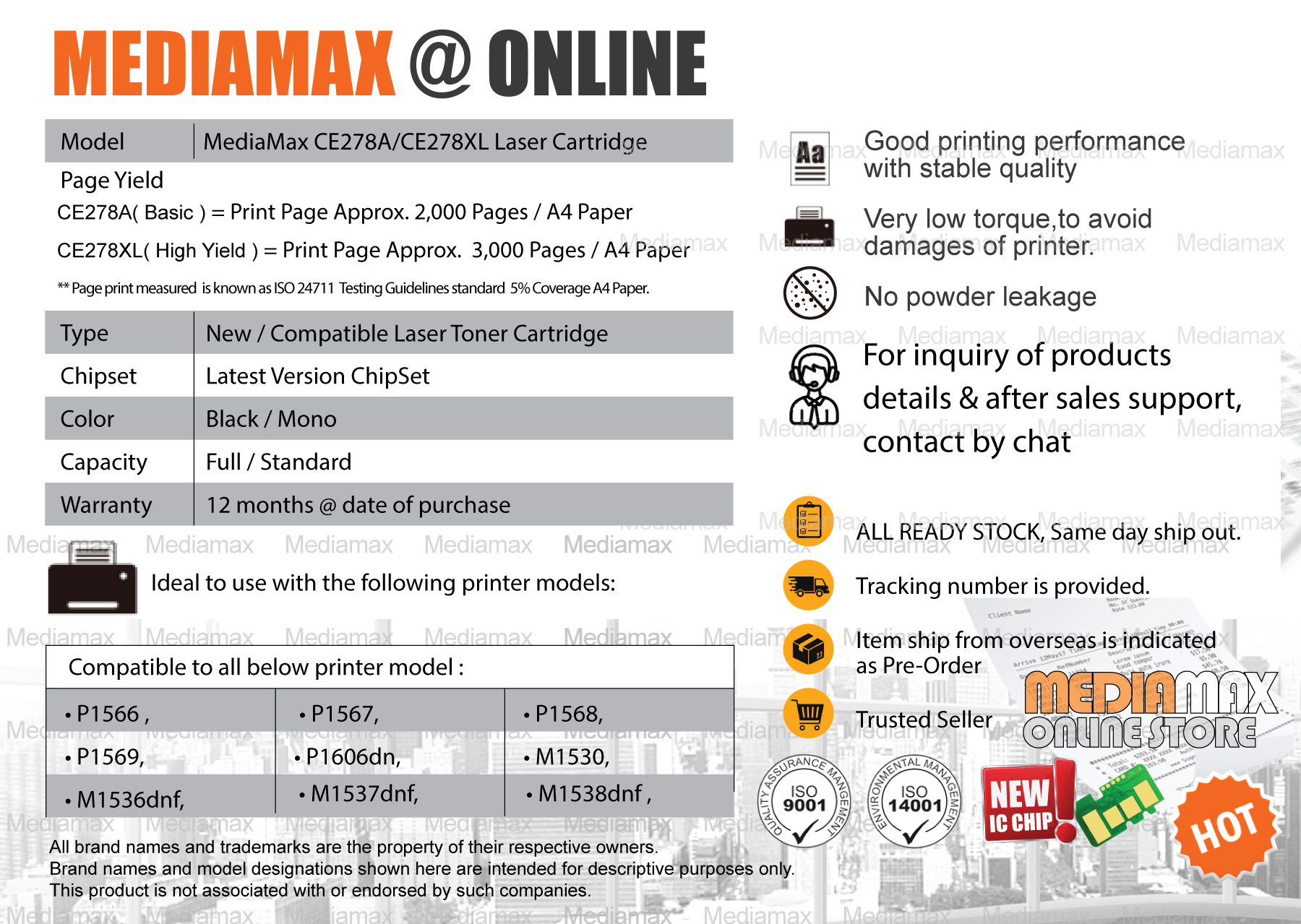 3x Compatible HP CE278A CE 278A 78A Laser Jet Pro M1536 P1530 P1536 ...