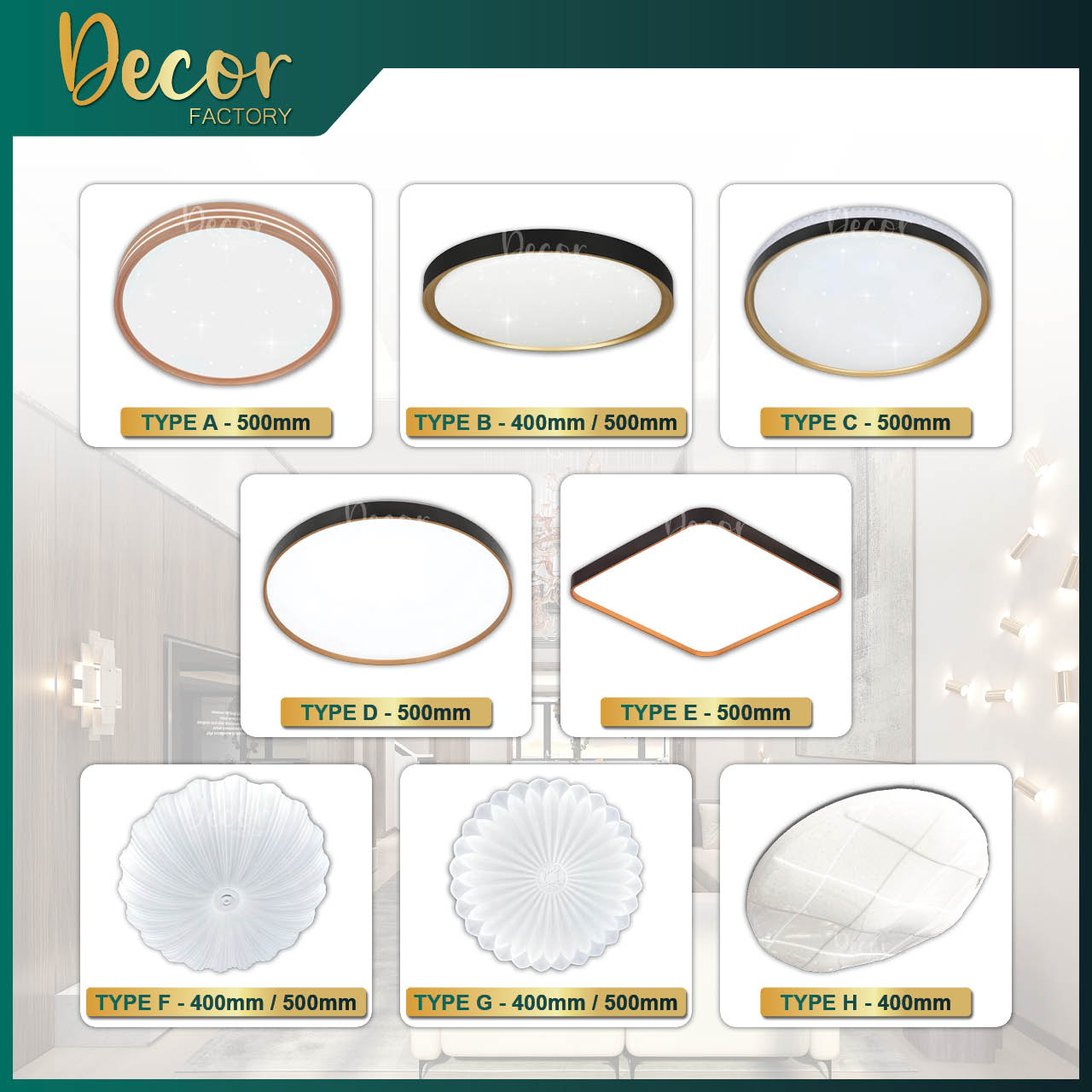 Decorative Modern Ceiling Light 3 Colour LED Ceiling Lamp Round Square ...