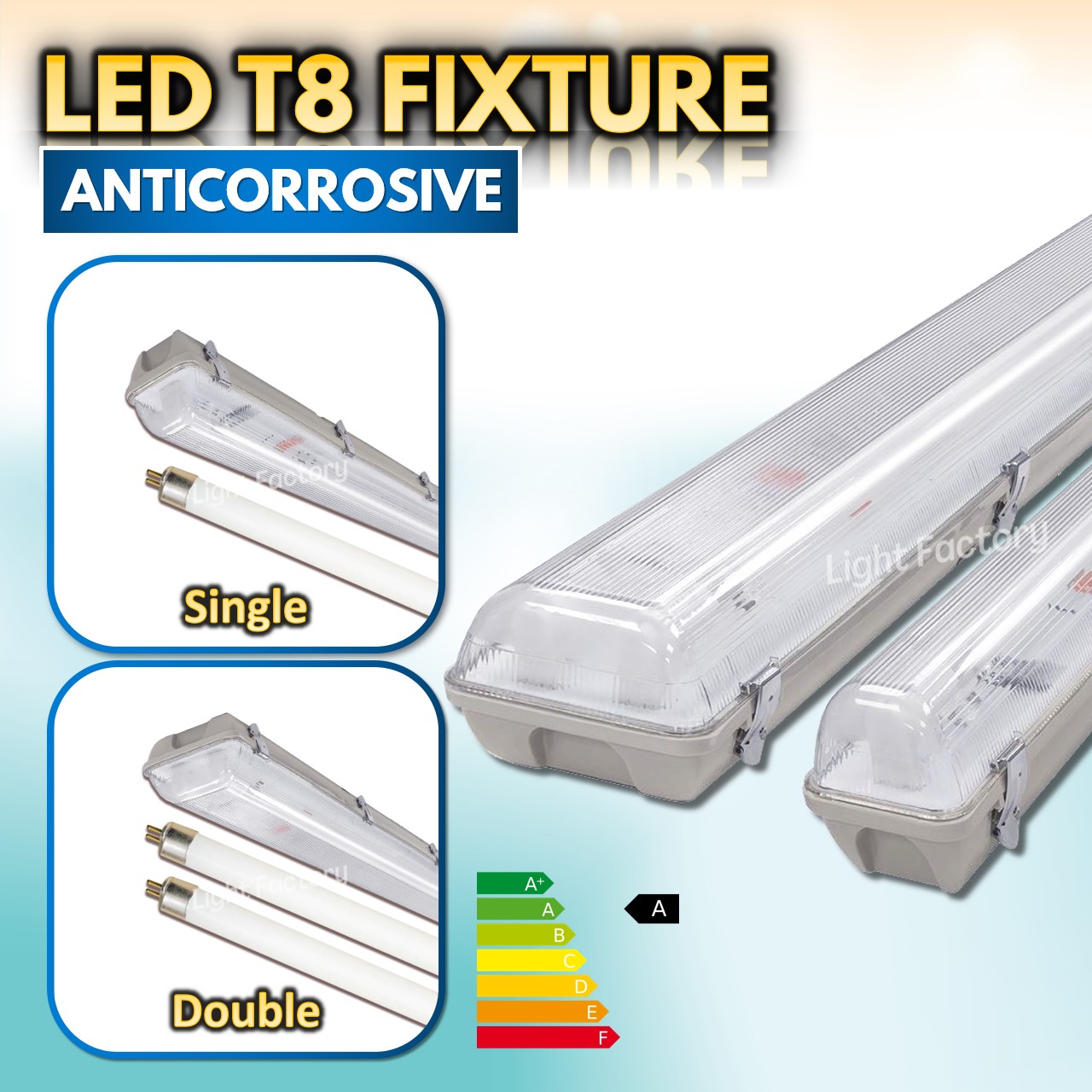 Anti Corrosive/Weatherproof LED T8 Single Circuit Casing For T8 LED ...