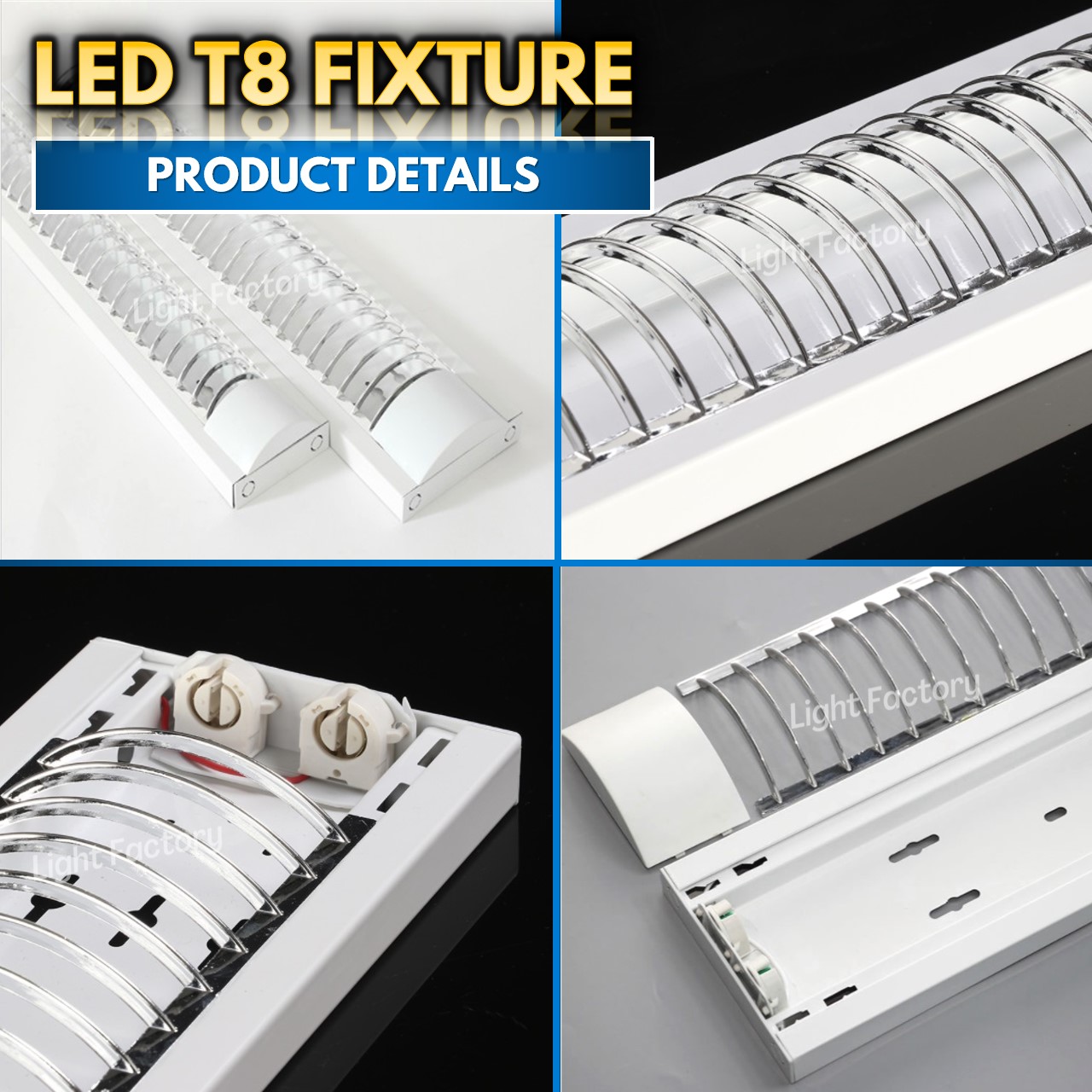 LED T8 Louver Fitting T8 Fitting Single Circuit Double Circuit Frosted ...