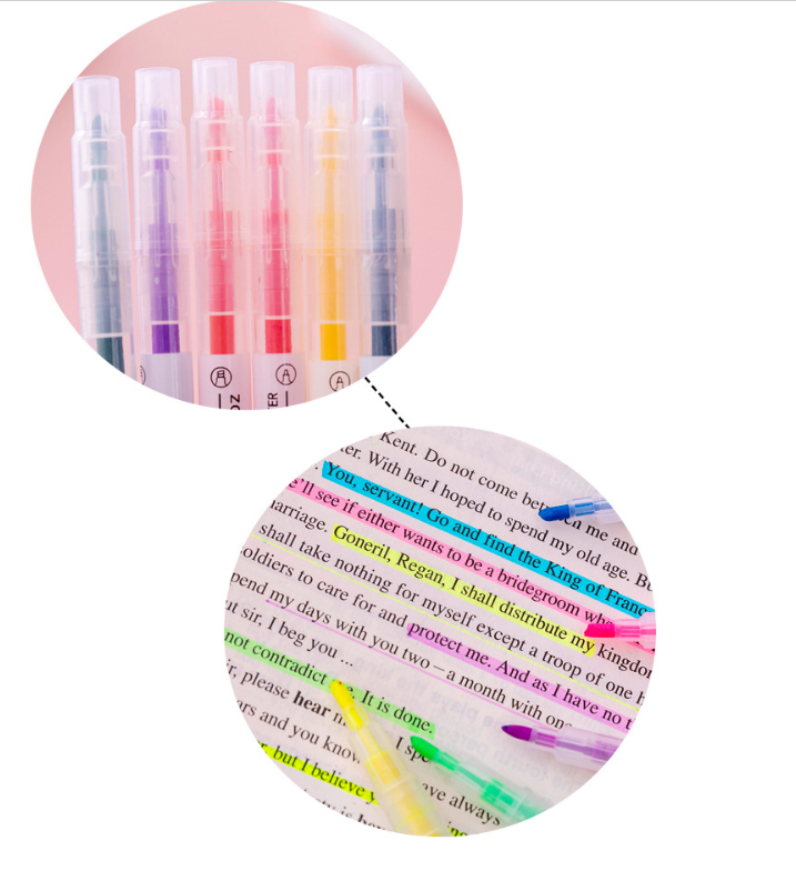 SayYes Dual-Head Highlighter Pen Thin Colorful Highlighter Pen DIY ...