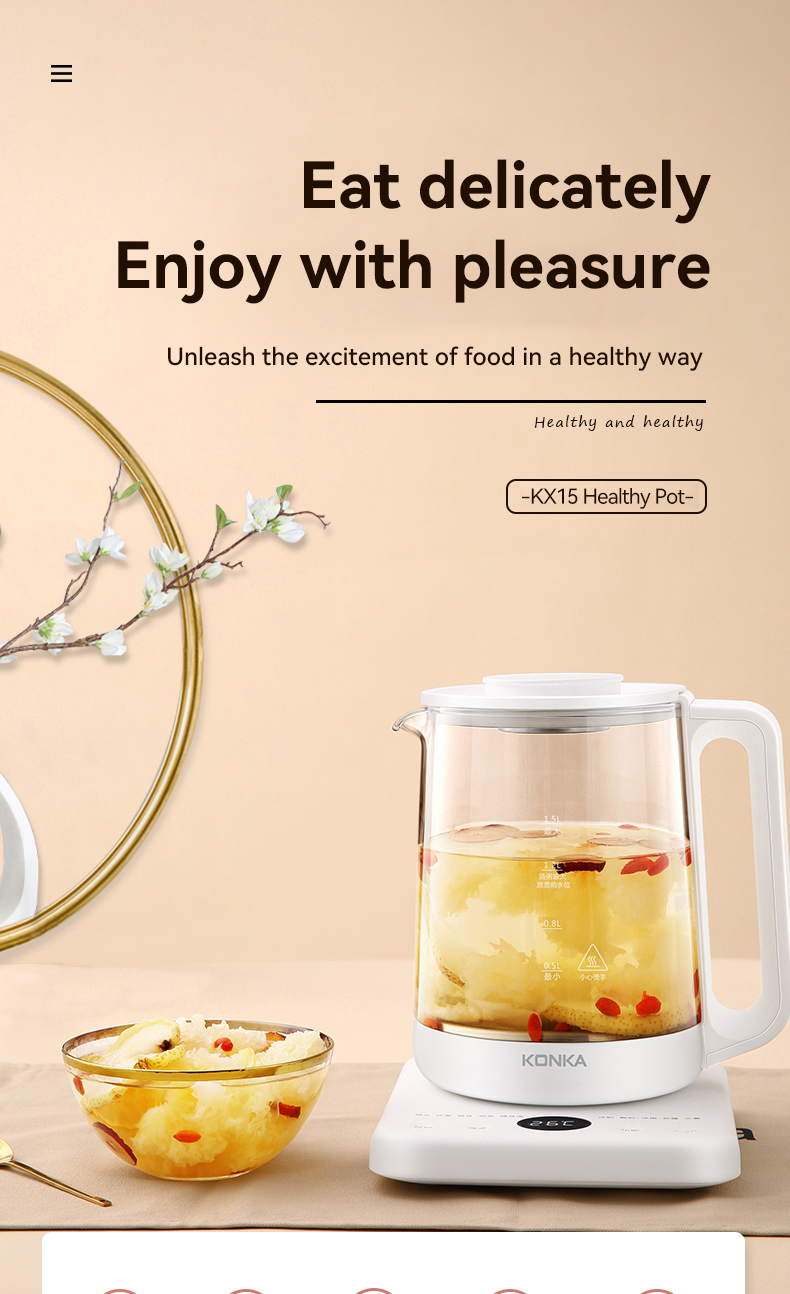 【hot】KONKA Multifunction Health Pot 1.5L Glass Electric Kitchen Cooker Soup 養生壺(带煮蛋器)[KHK-KX15 ...