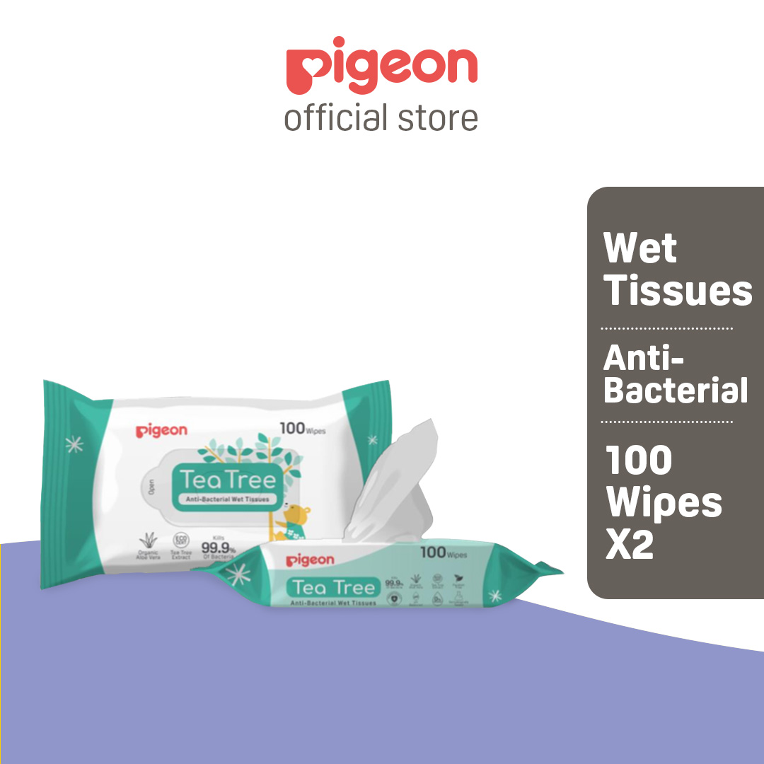Pigeon Tea Tree Anti-Bacterial Wet Tissues (100's x 2) | Shopee Malaysia
