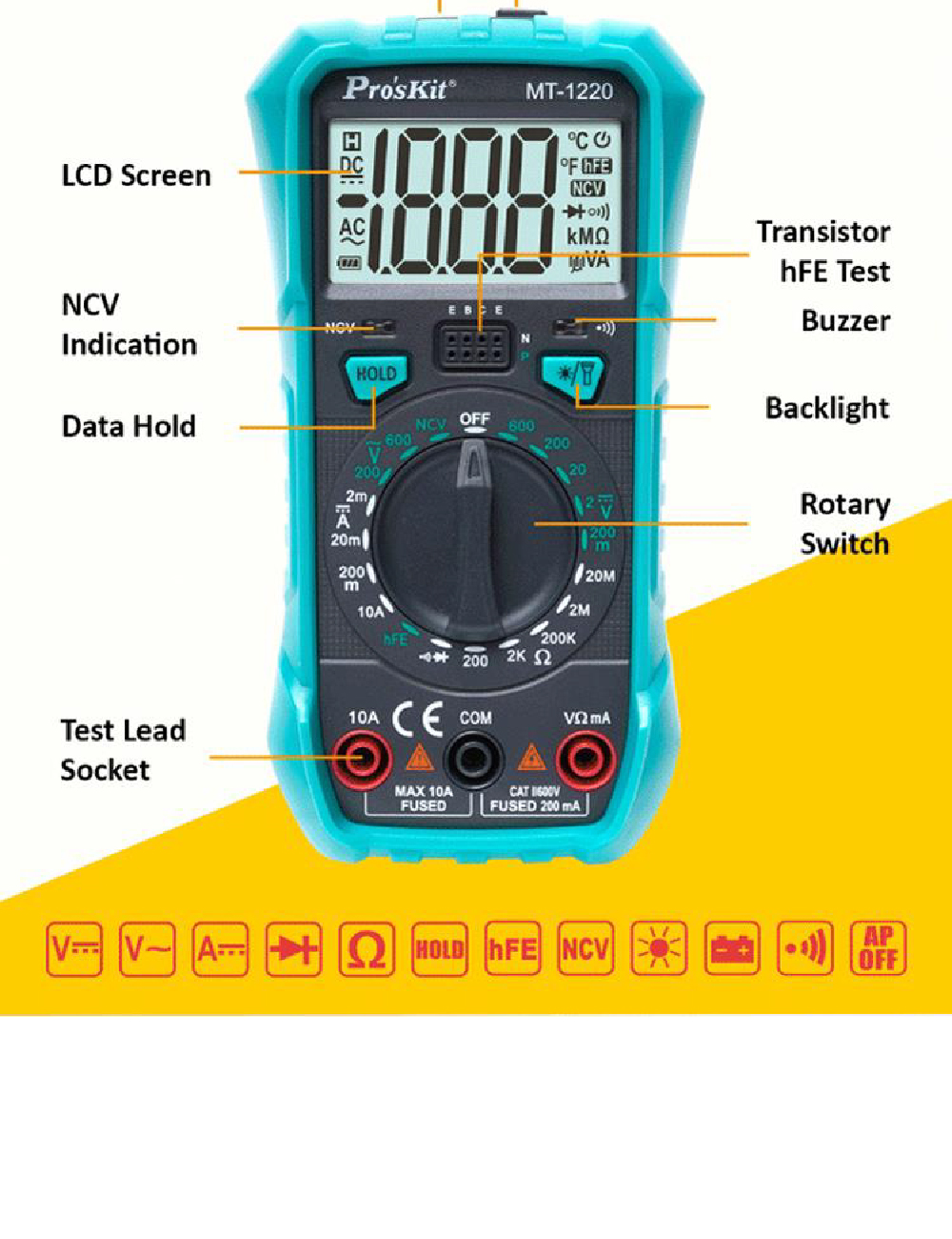 Pro'sKit MT-1210 / MT-1220 Compact Digital Multimeter for FDM 3D Printer Check Diagnose Voltage ...