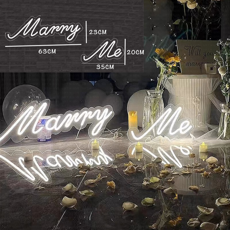Marry Me Happy Birthday LED Light Neon Sign Acrylic Board Party ...