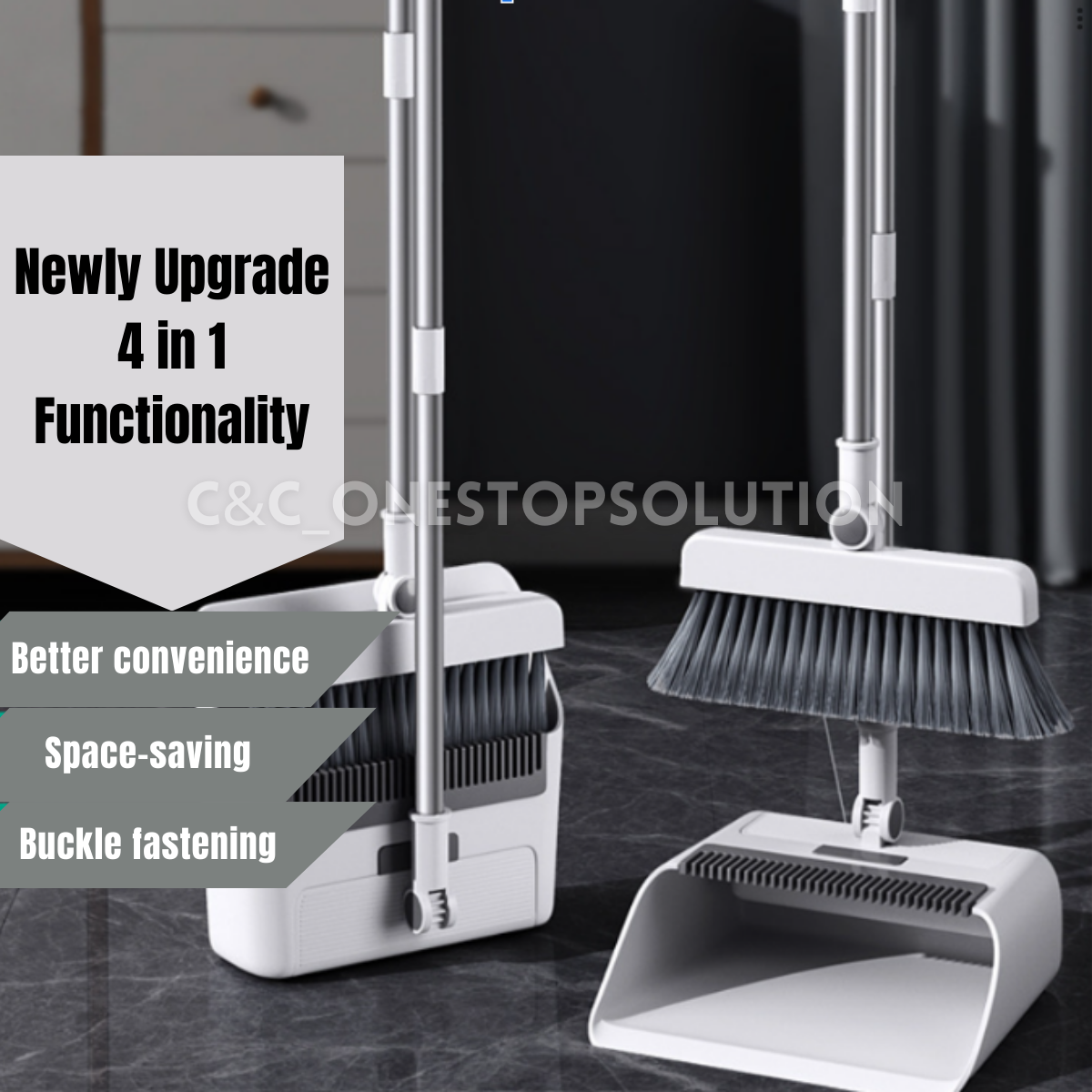 [2026 NEW DESIGN] 4 in 1 Foldable Broom Dustpan Set Broom Set Water ...