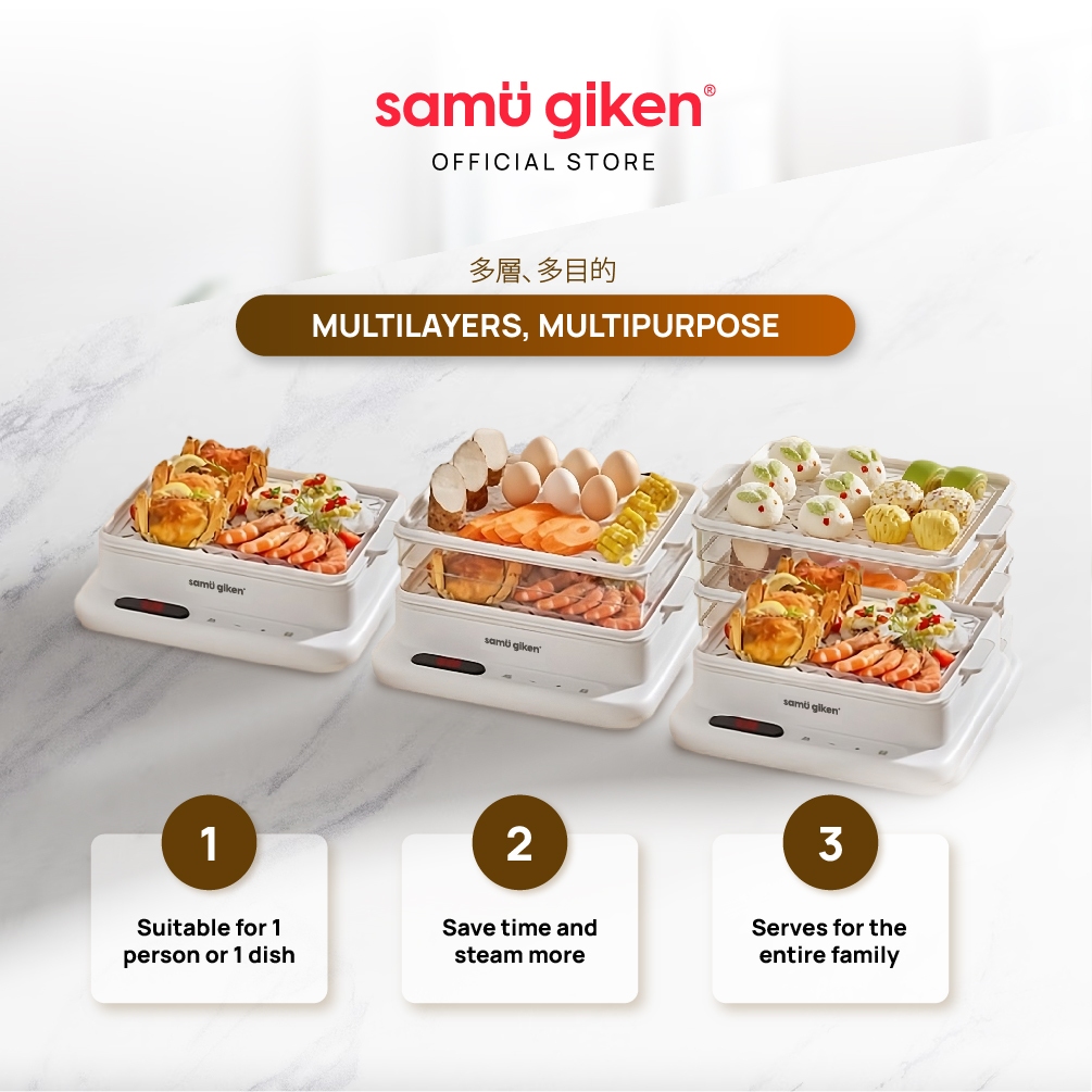 SAMU GIKEN MULTI LAYERS FOOD STEAMER, 34L, 3 LAYERS, MODEL: MLS34WT ...