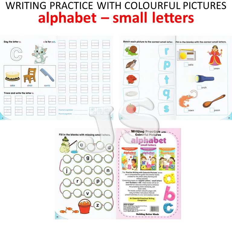PRACTICE WRITING WITH COLOURFUL PICTURES & WRITING PRACTICE ALPHABETS ...