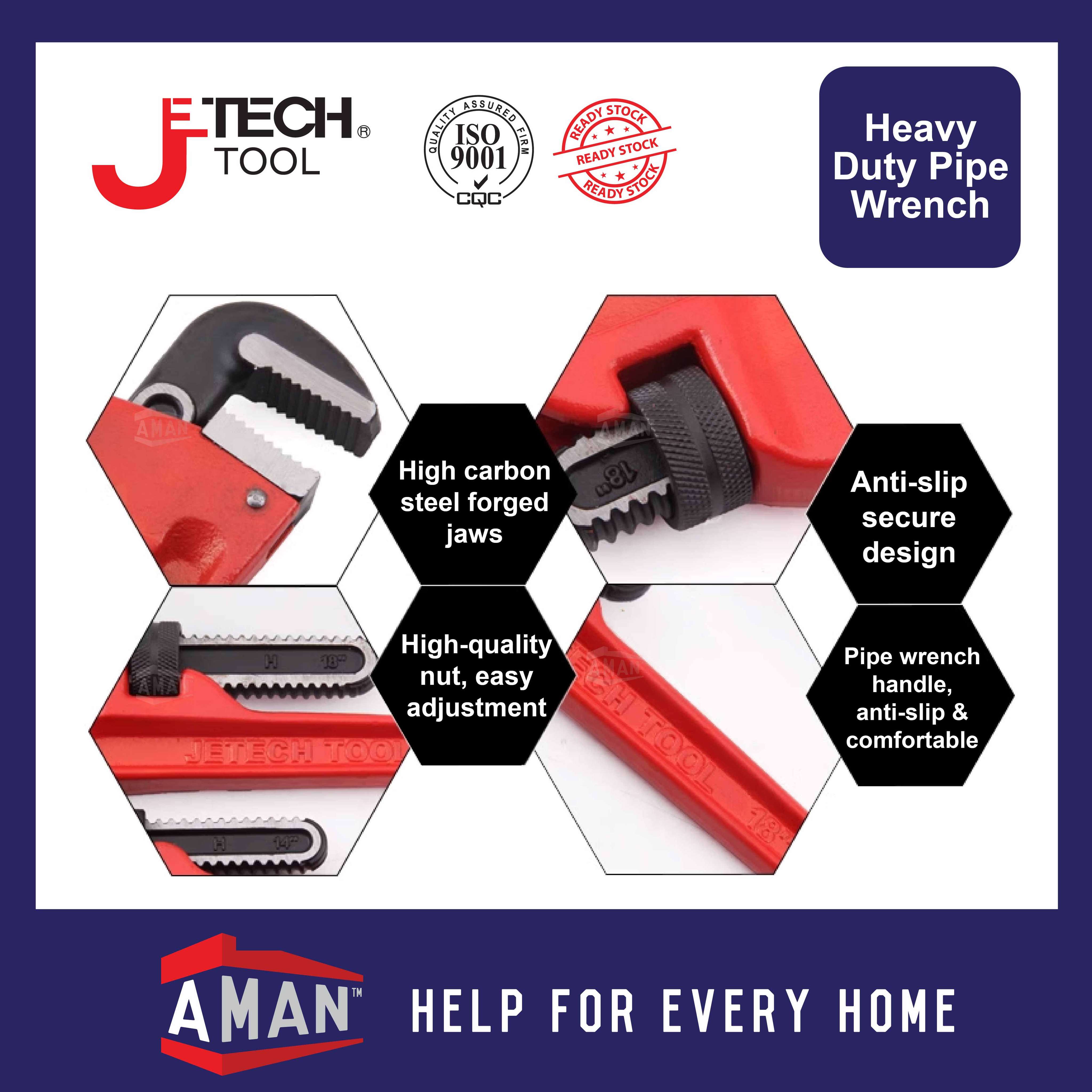 JETECH Pipe Wrench Heavy Duty Pipe Spanner US Type Adjustable Plumbing ...