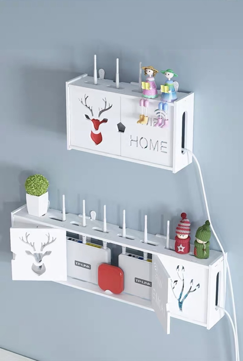 Wifi Router Shelf Rack Storage Wall Shelf Router Modem Rak TV Wall Rak ...