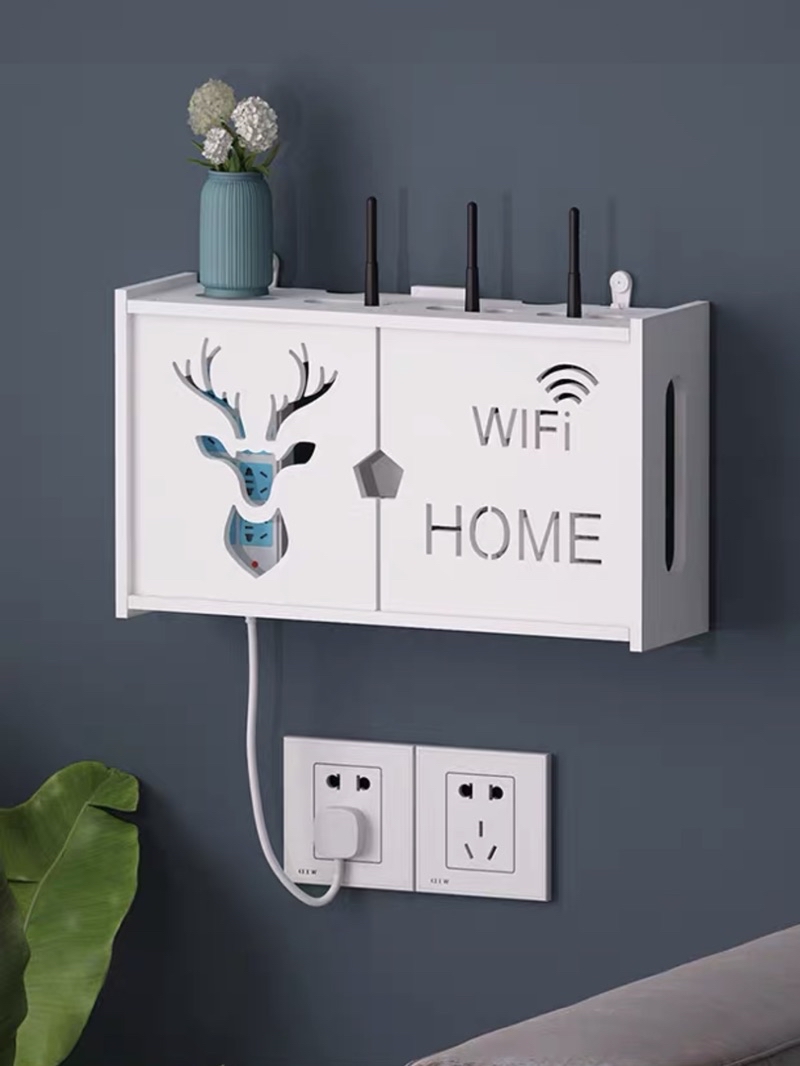 Wifi Router Shelf Rack Storage Wall Shelf Router Modem Rak TV Wall Rak ...