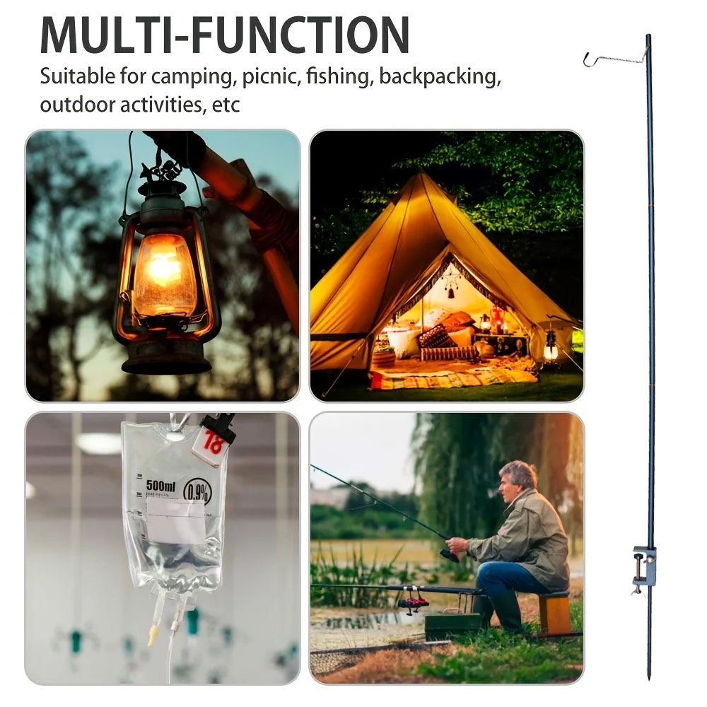 UtanKing™ Aluminum Hanging Rack Camping Lamp Pole Table Storage Lantern ...