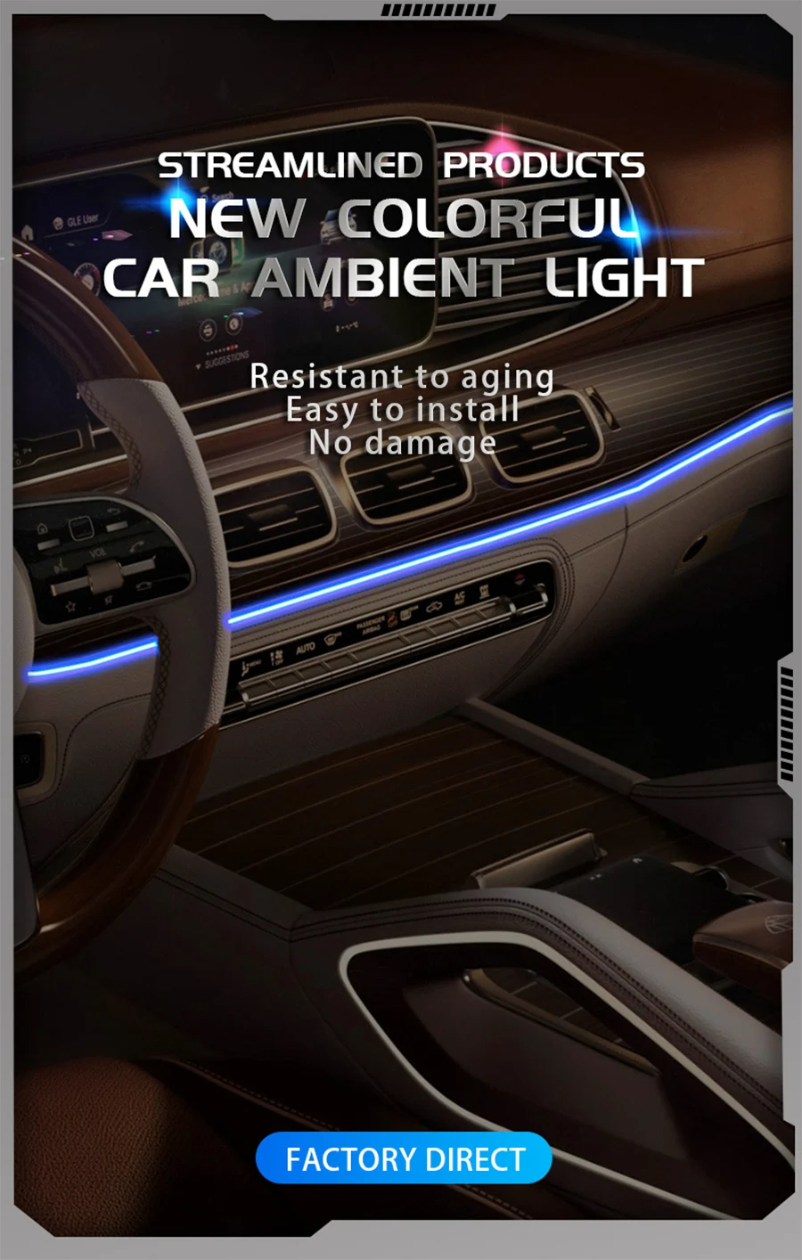 App Control Led Car Interior Neon Lights Strip RGB Multiple Modes DIY ...