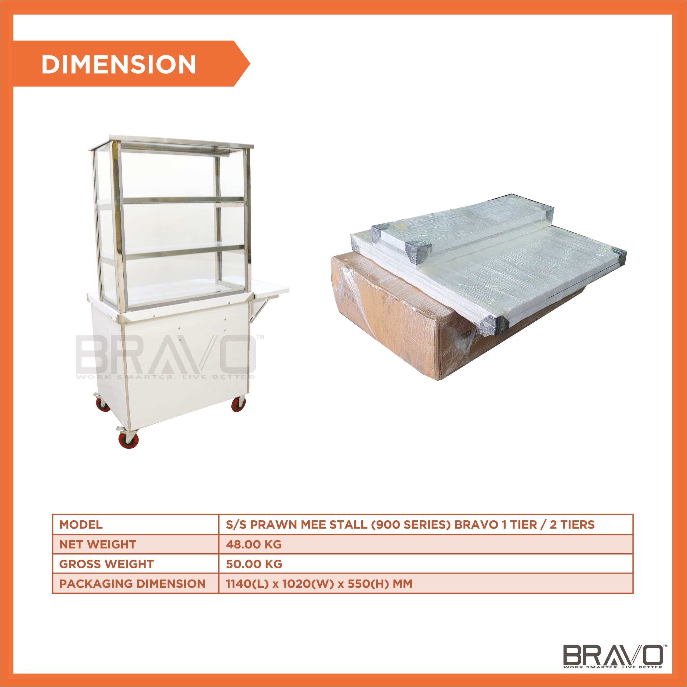Bravo 2 in 1 Stainless Steel Mee Stall Chicken Stall Prawn Mee Stall ...