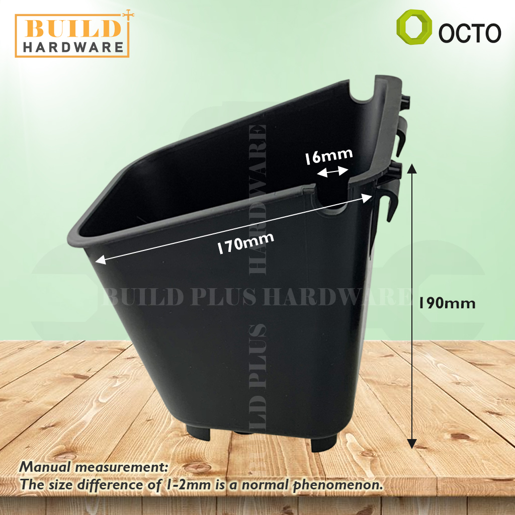 𝑶𝑪𝑻𝑶 Black 𝐆𝐫𝐞𝐞𝐧 𝐖𝐚𝐥𝐥 𝐏𝐨𝐭 𝐕𝐞𝐫𝐭𝐢𝐜𝐚𝐥 𝐏𝐨𝐭 Planter Pot Plastic (175mm x ...