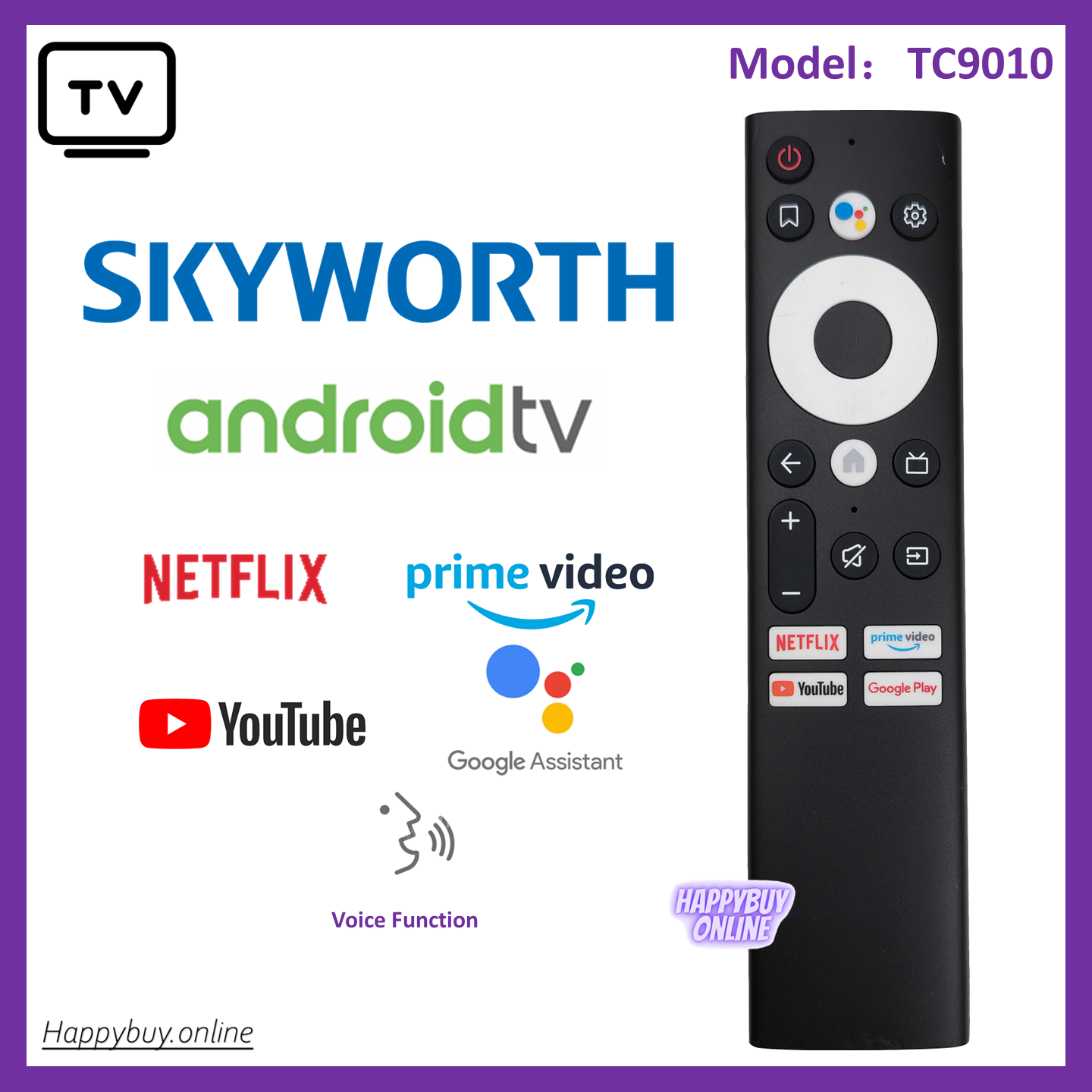 Skyworth QLED Android Smart TV Remote Control TC9010 Voice Control ...