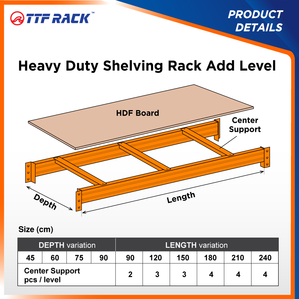TTF Rack™️ Heavy Duty Tingkat Tambahan Rak Besi Add Level 25x90 C Beam ...