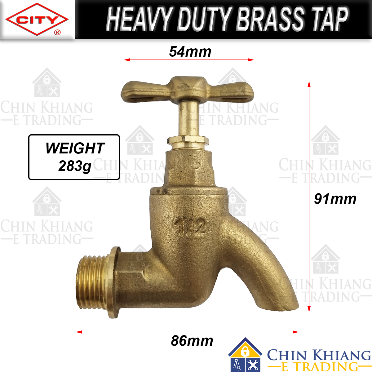 CITY Brass Bib Tap Water Tap Kepala Paip Pili Air ( Light Duty / Heavy ...