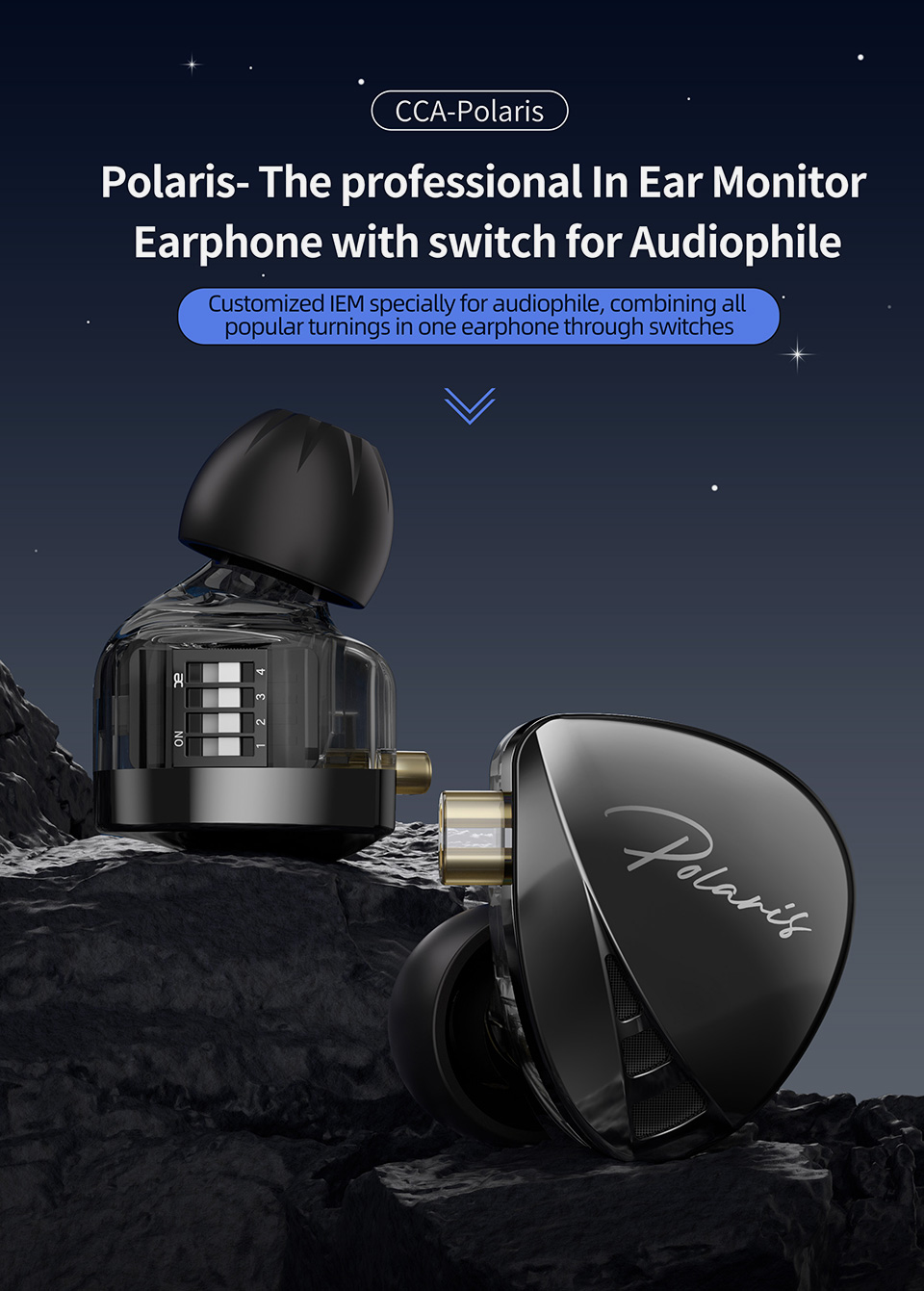 CCA Polaris Dual Cavity Dynamic Driver In Ear Earphone HiFi Noise Cancelling In Ear Monitors ...