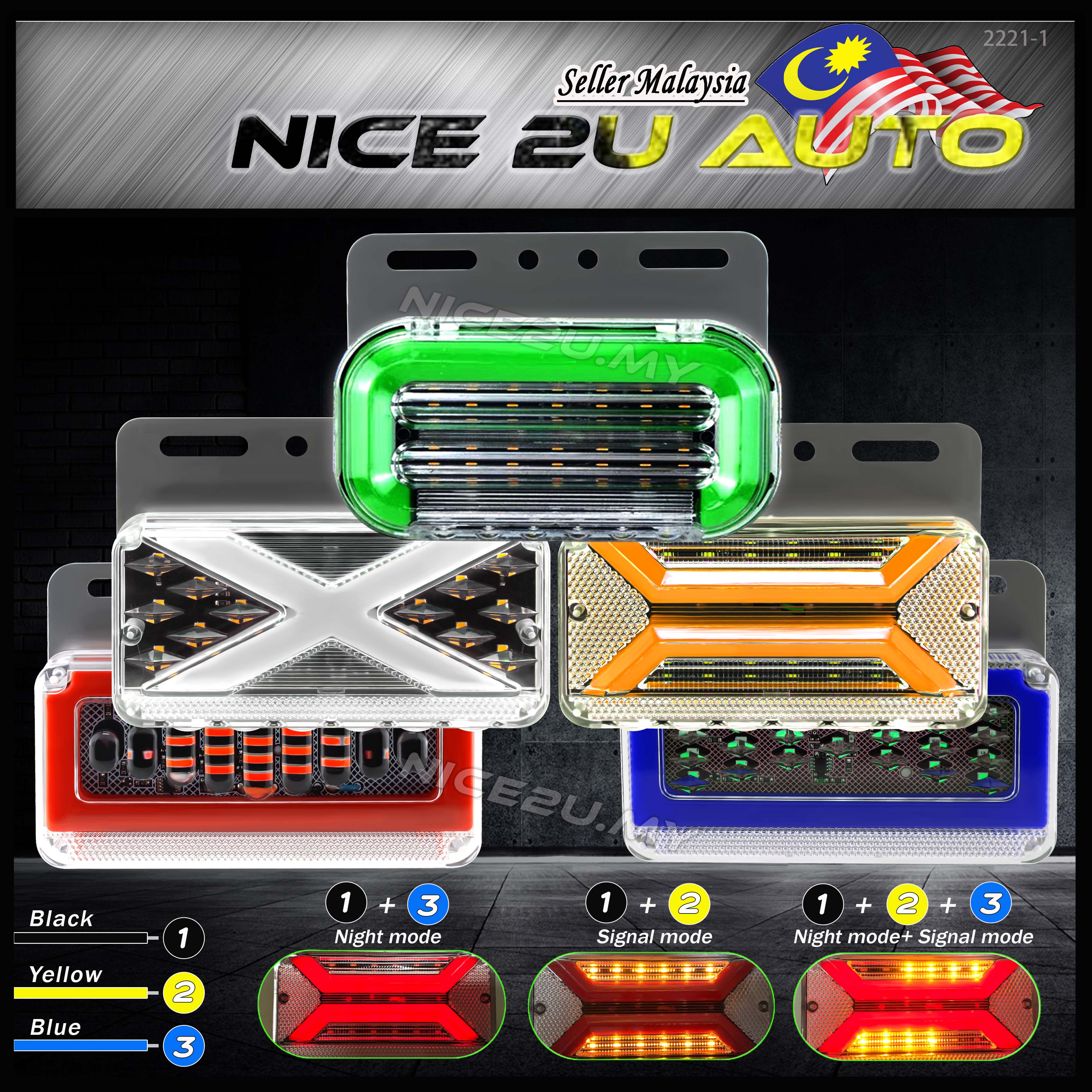 Truck Lori Lorry LED Side Lamp 12V-24V DC Double Colorful Side Light ...