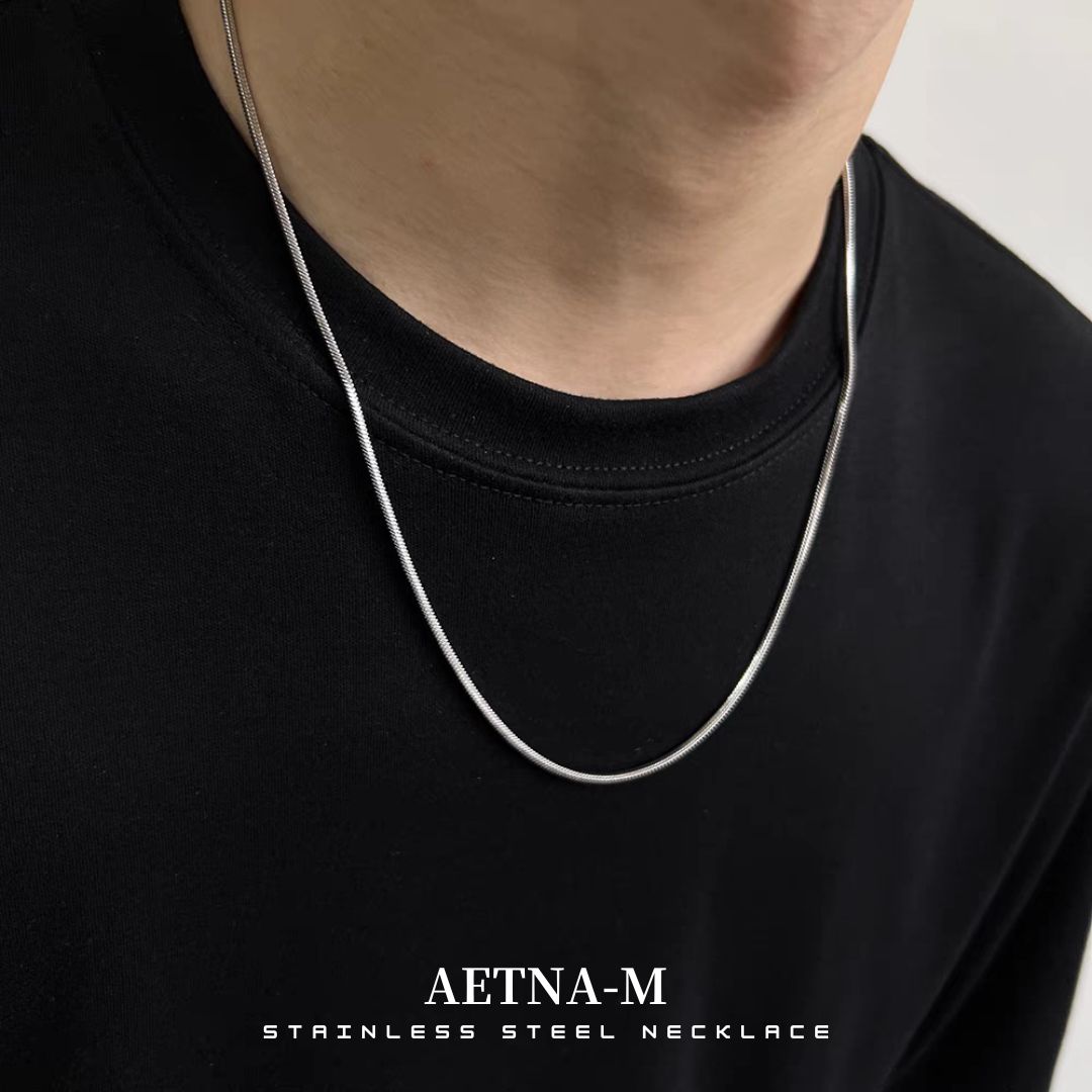 Snake Bone Silver Chain Stainless Steel Necklace Men Women Kalung Tidak ...