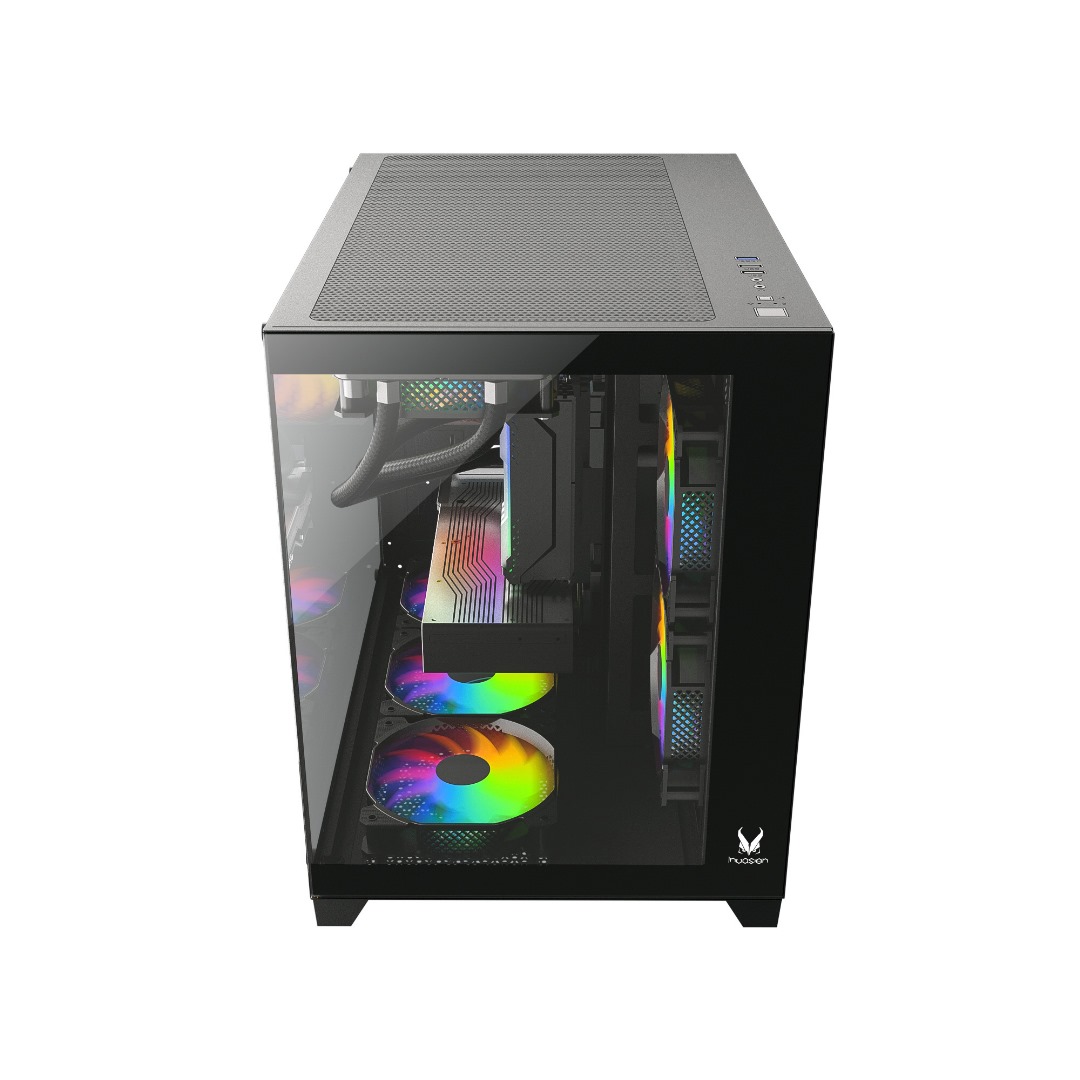 INVASION D-7000 Frameless Gaming Case With 6 ARGB Fans (Black and White ...