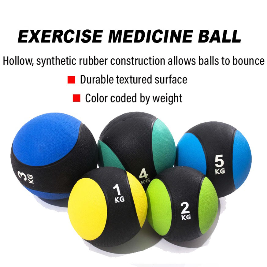 3H Exercise Medicine Ball 1kg-6kg Synthetic Rubber Gravity Bounce ...