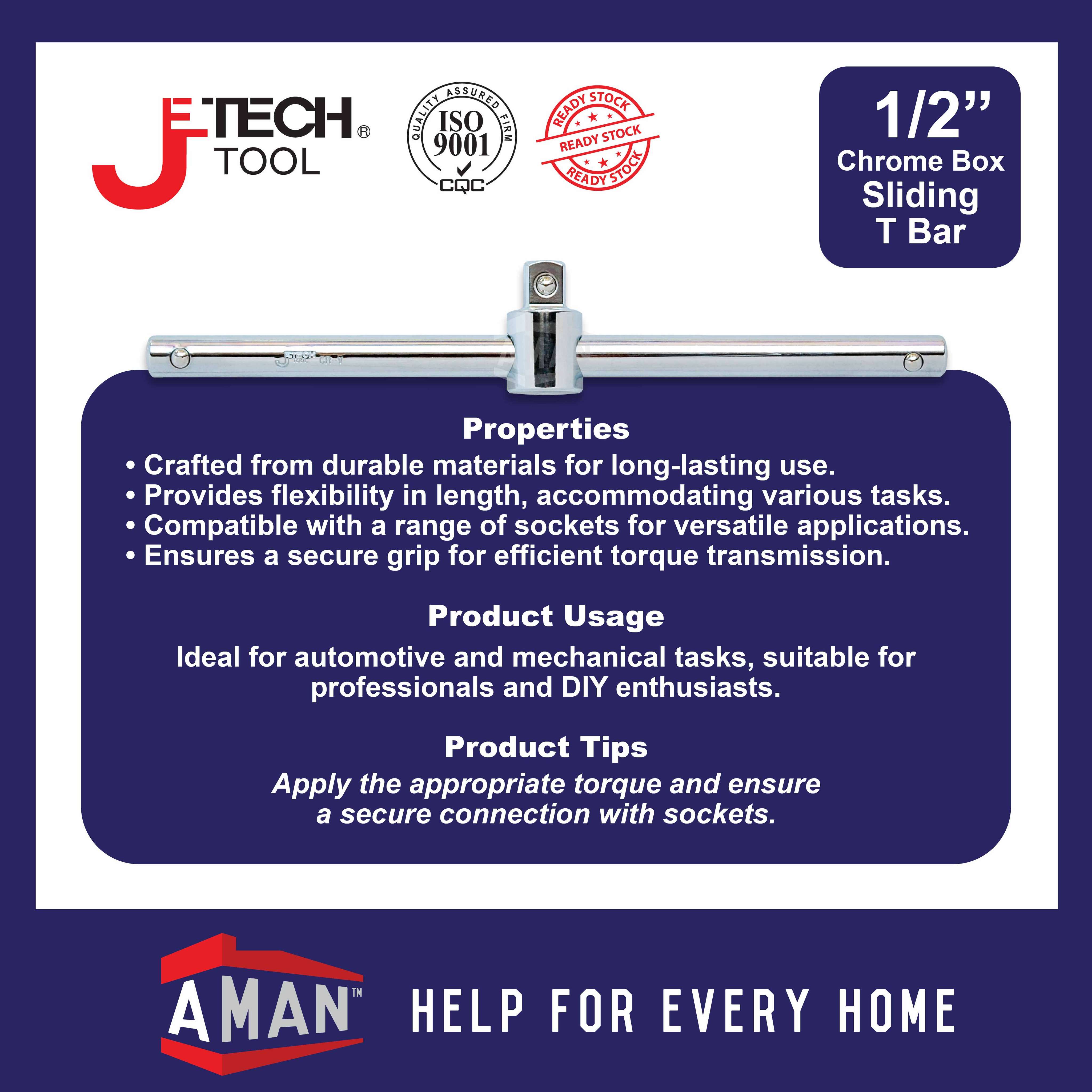 JETECH Sliding T Handle Wrench Chrome Box Socket Sliding T Bar Sliding ...