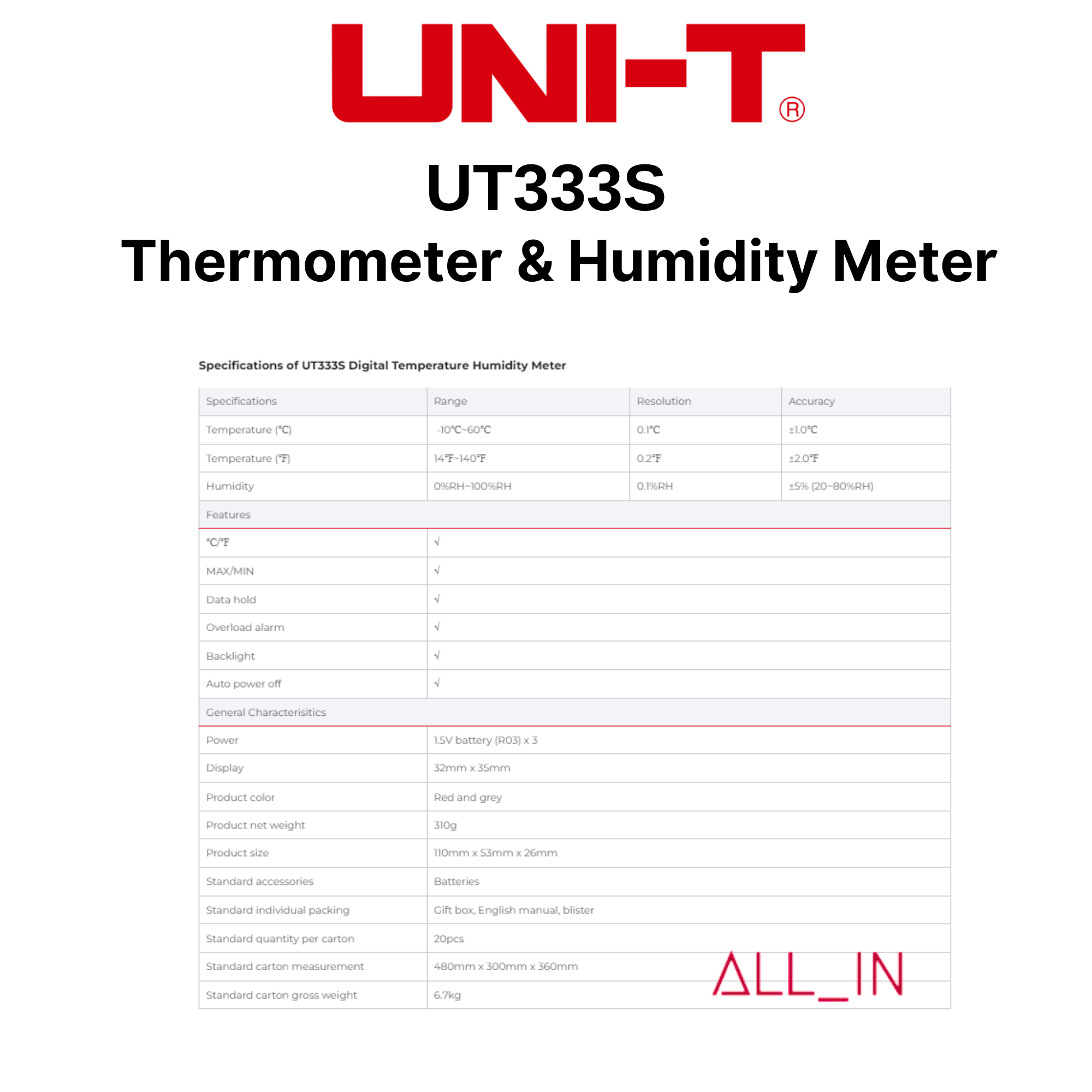 UNI-T UT333 / UT333S Mini Temperature and Humidity Meter | Shopee Malaysia