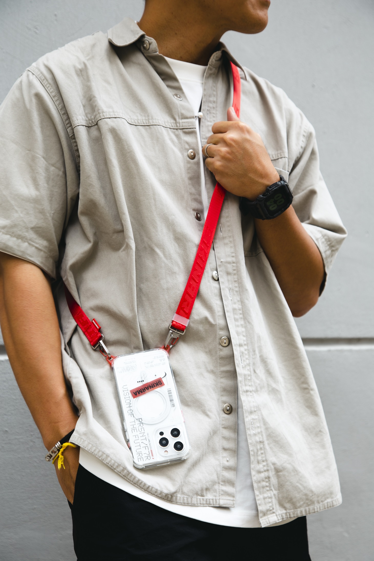 SKINARMA Scout Lanyard / Handstrap - Grey/ Red/ Yellow | Shopee Malaysia