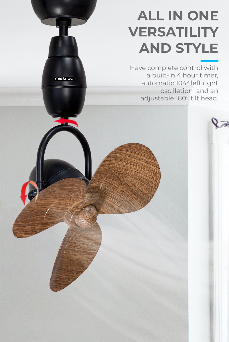 ALPHA/Mistral Alkova KONA 3 Blades 16" DC Motor Ceiling Fan Wall Fan ...