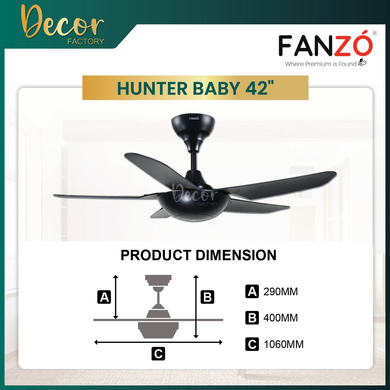 [NEW 2024] FANZÓ Fan FANZO HUNTER BABY 42" 5 Blades DC Motor 7 Forward+7 Reverse Remote Control ...