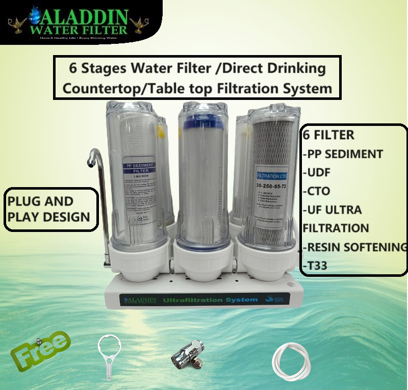 6 Stages Water Filter /Direct Drinking Countertop Table top Filtration ...