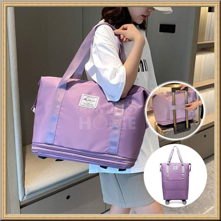 Large Capacity Roller Travel Bag Portable Double Layer Handbag ...