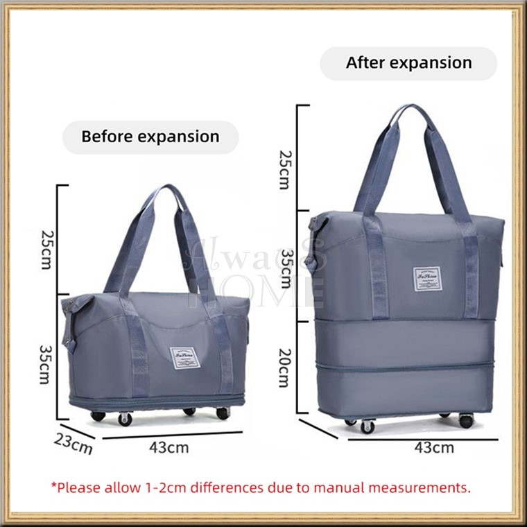Large Capacity Roller Travel Bag Portable Double Layer Handbag ...