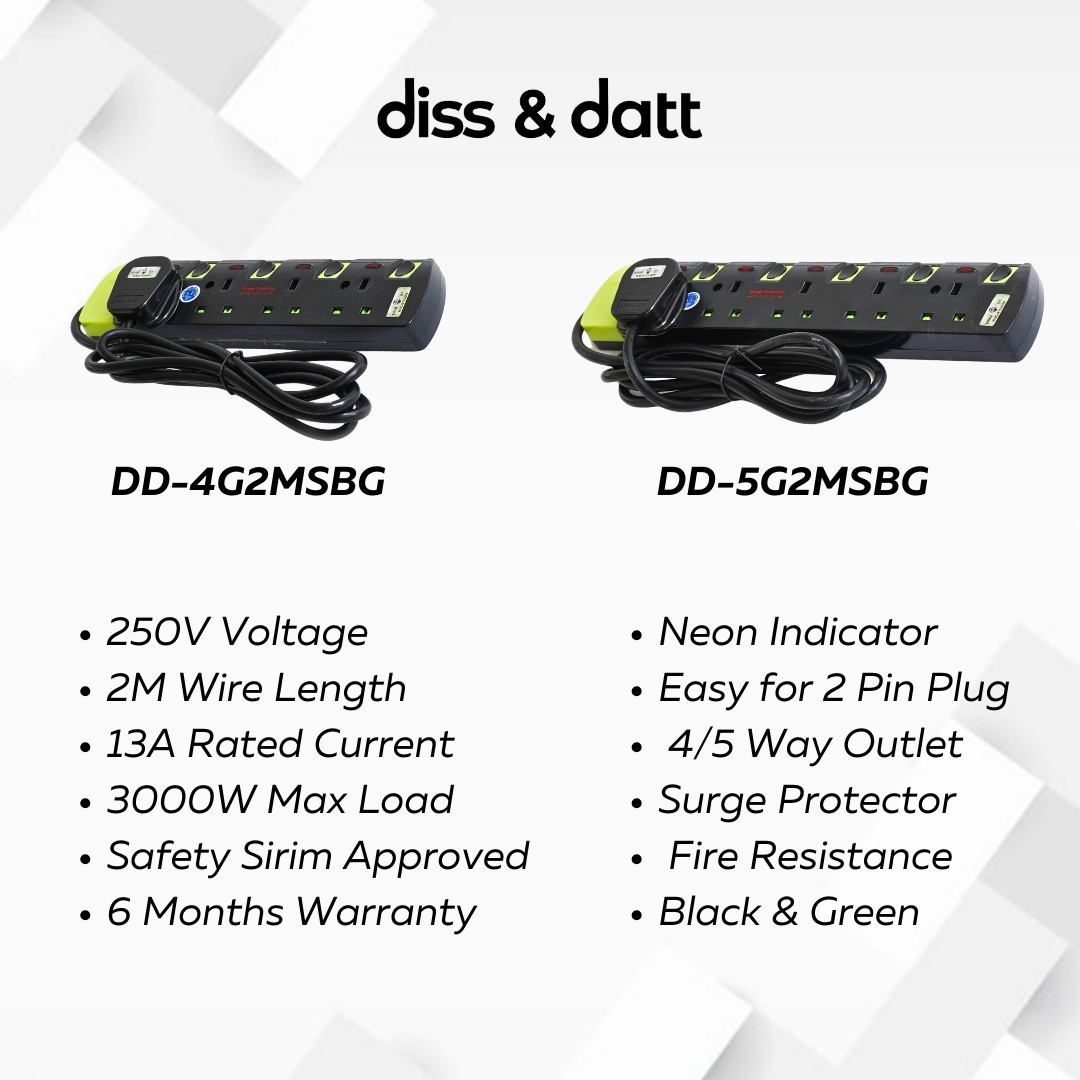 DESIGNER/DISS N DATT/COSGO Extension Plug Trailing Socket Extension (2M ...