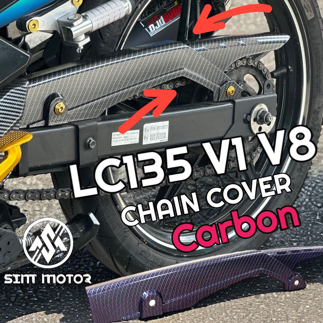 LC135 V1- V8 Chain Cover Carbon penutup rantai cabon celup chain | Shopee Malaysia
