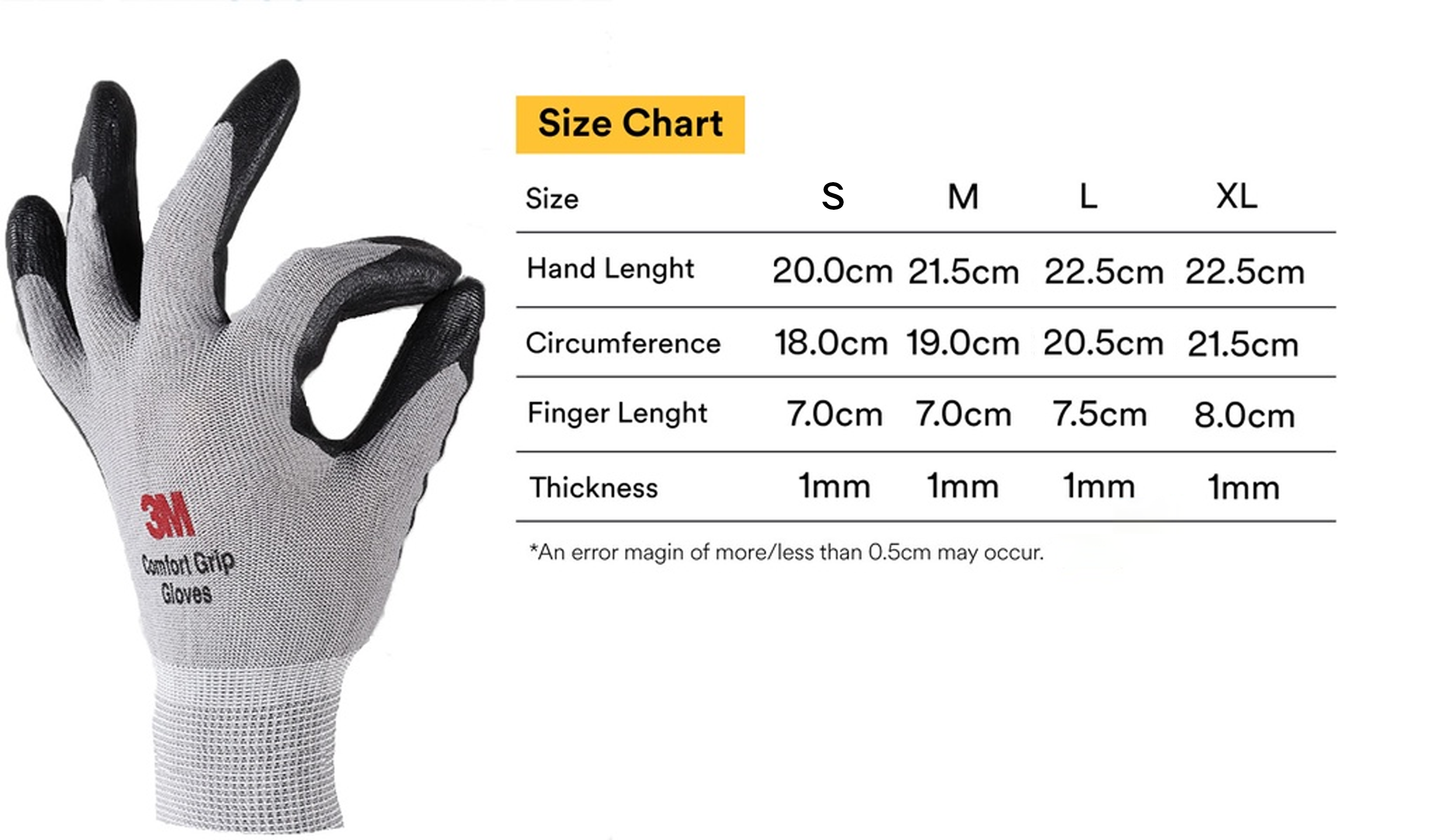 3M COMFORT GRIP GLOVES SIZE S, M, L, XL SARUNG TANGAN FIT NIPIS GETAH ...