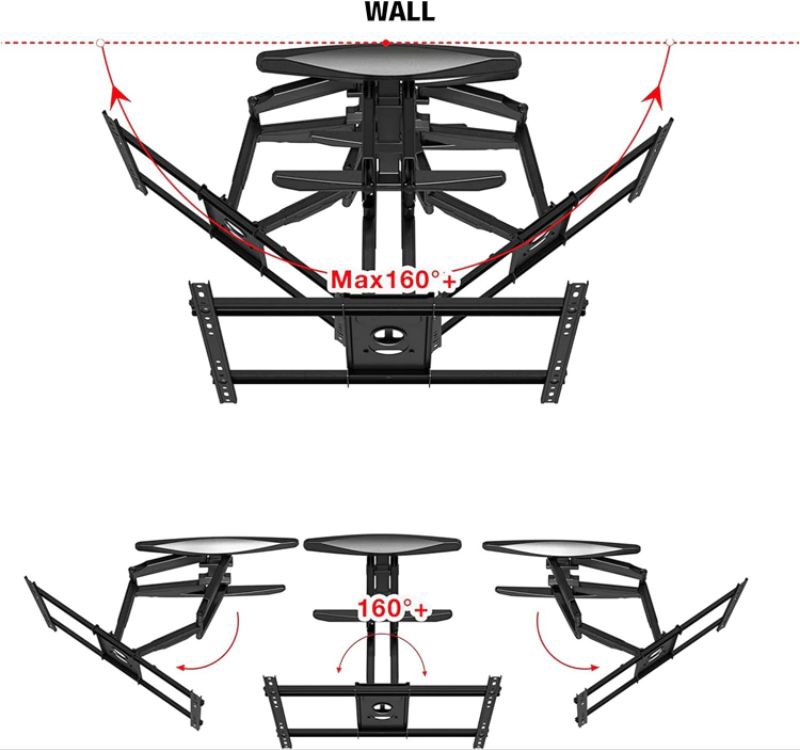 ZENO P700 HEAVY DUTY 40"-85" Adjustable Double Arms Swivel TV Wall ...