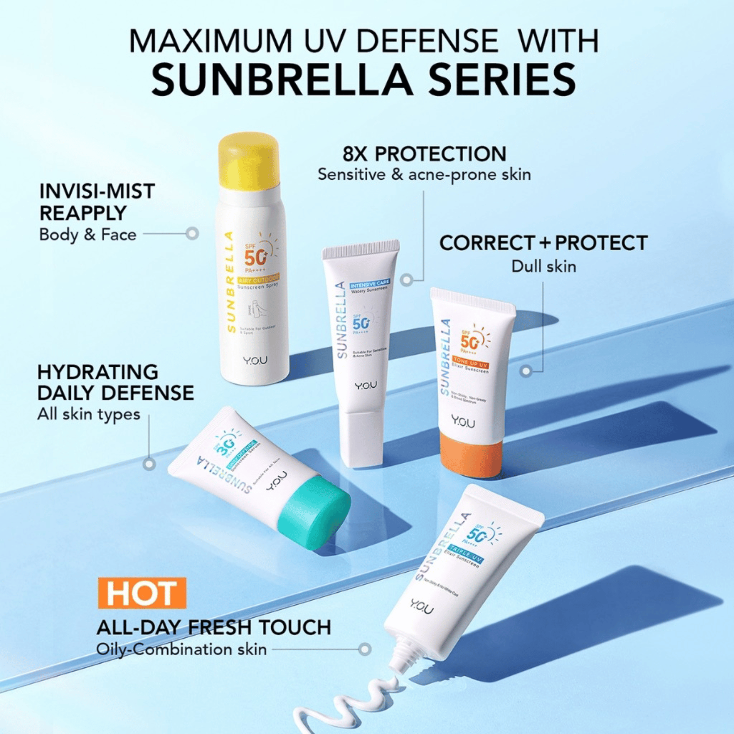 YOU Sunscreen Sunbrella Series (Airy Outdoor Spray / Triple UV / Tone ...