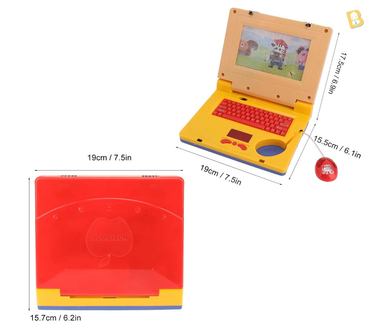 BabyBoss Music & Light Kids Small Laptop Plastic Simulation Computer ...