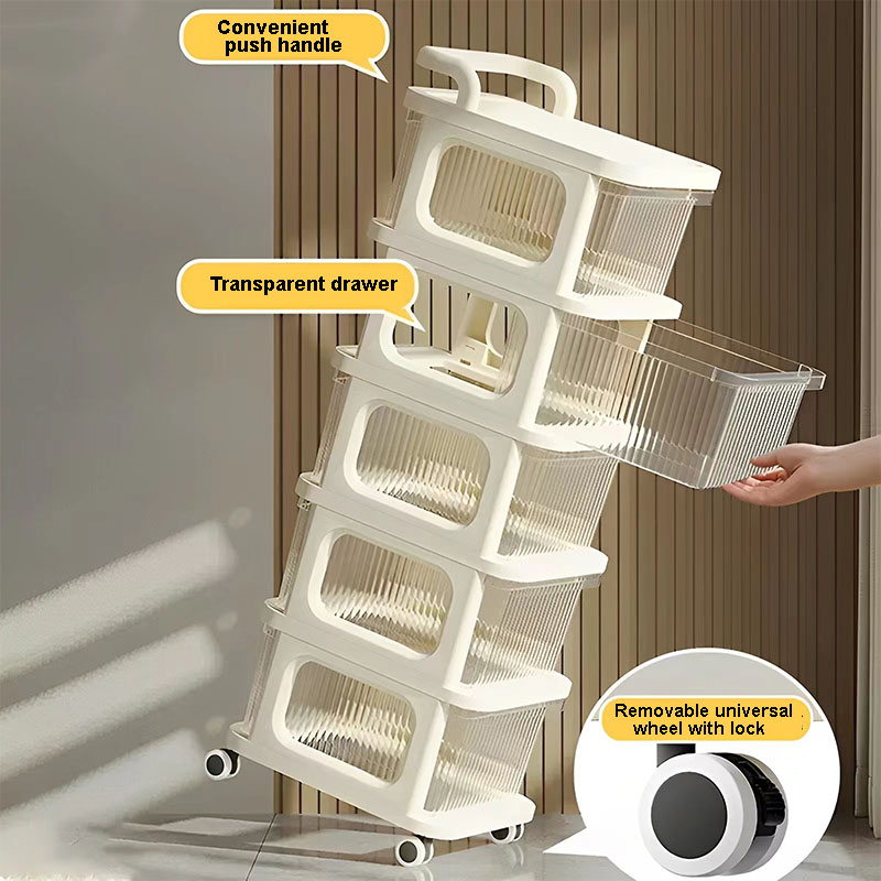 EE HOME 2 to 5 Layer Storage Trolley with Wheels Kitchen Snack Storage ...